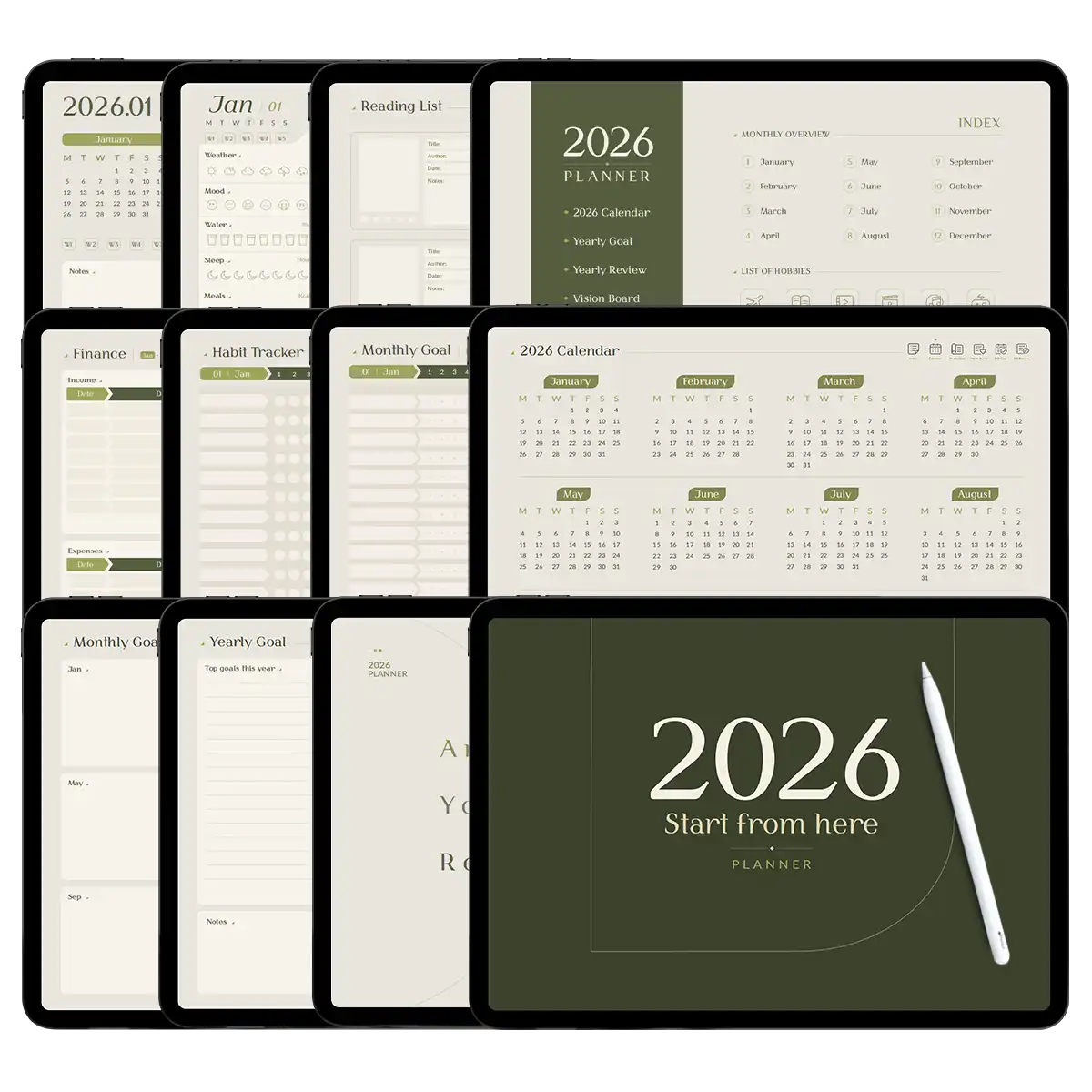 Digital Calendar Planner 2026 | Minimalist Goodnotes Template